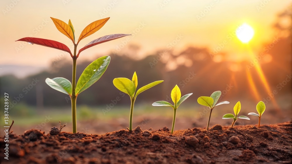 Foto de Stock Plant growth stages from seed to mature plant. Depicts ...