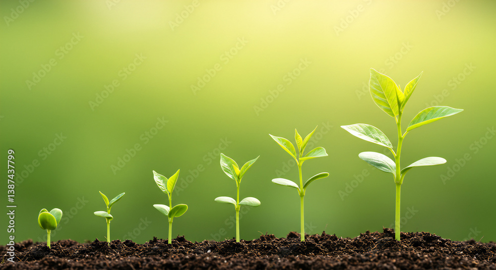 Foto de Stock Plant growth stages from seed to mature plant. Depicts ...