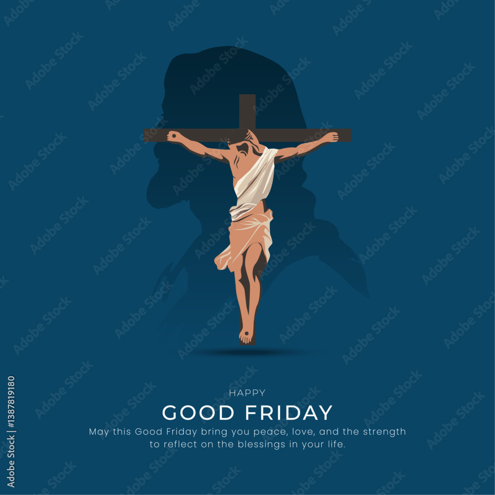 Happy Good Friday social media Post and Greeting Card with jesus christ ...