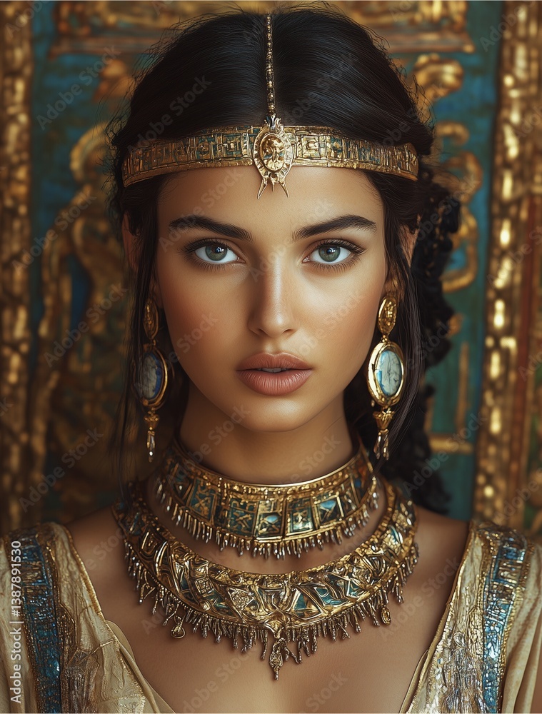 Egyptian princess in luxurious regalia, captured in 4K ultra HD with ...