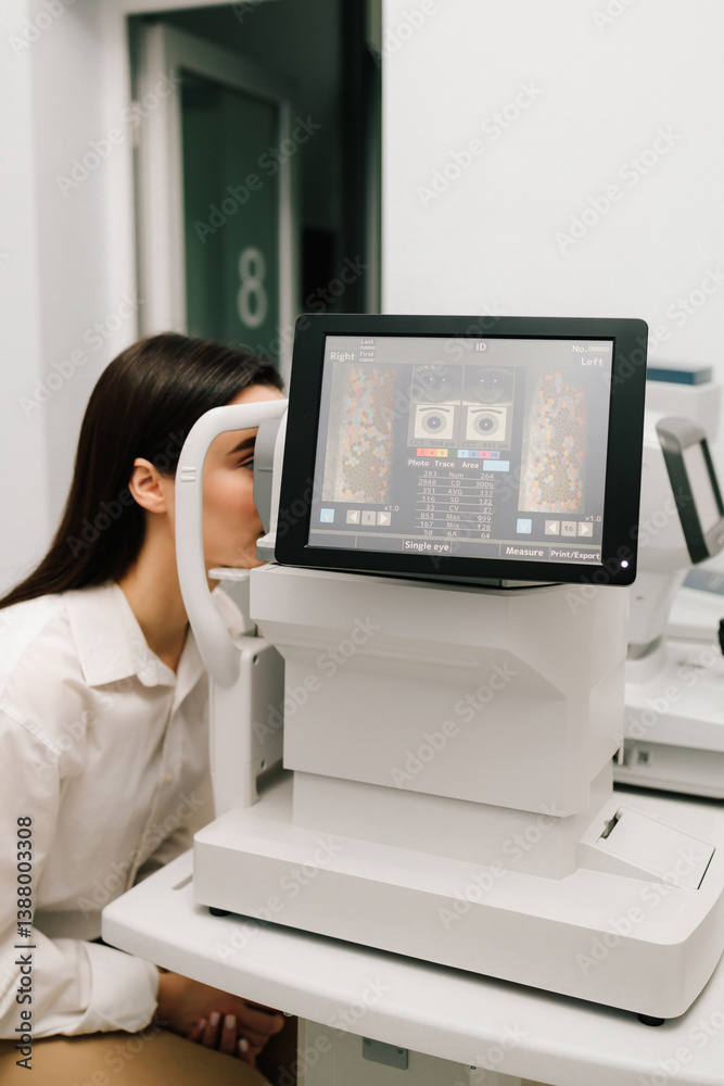 Retinal Scans On Display Assisting In Early Diagnosis Of Eye Diseases Girl Undergoes An Oct