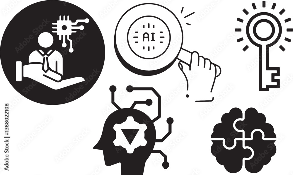 Vector de Stock Artificial intelligence icon, AI brain vector, Human ...