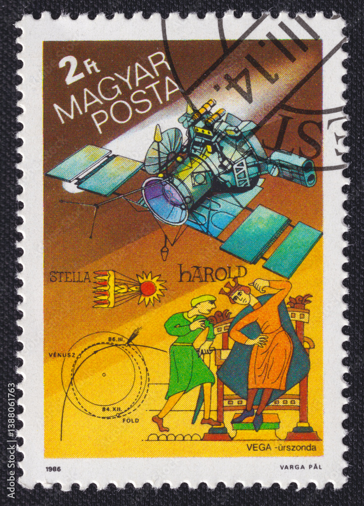 Stock-Foto „Hungarian postage stamp issued in 1986 celebrates the VEGA ...