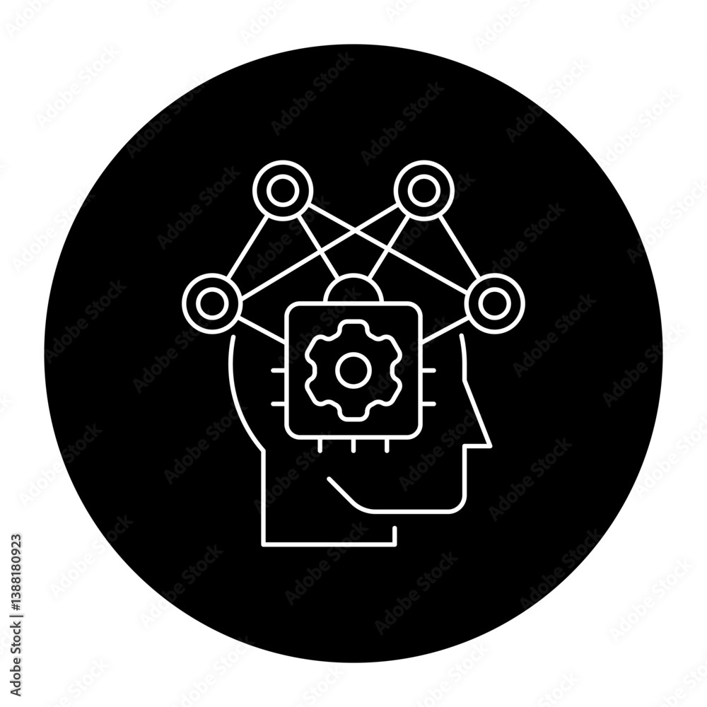 Neural Network Engine Symbol. Deep Learning Architecture, Cognitive ...