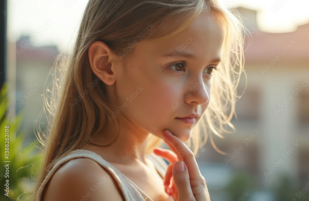 Teenage girl practices EFT technique tapping chin point. Healing ...