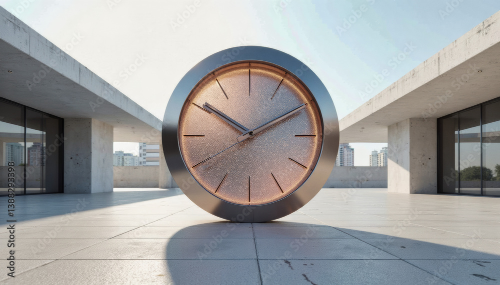 Trendy neo futurism 2025 ai design rendering: A large, circular clock ...