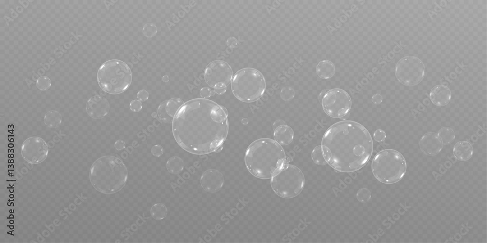 Image vectorielle Stock Soap Bubbles are located on a transparent ...