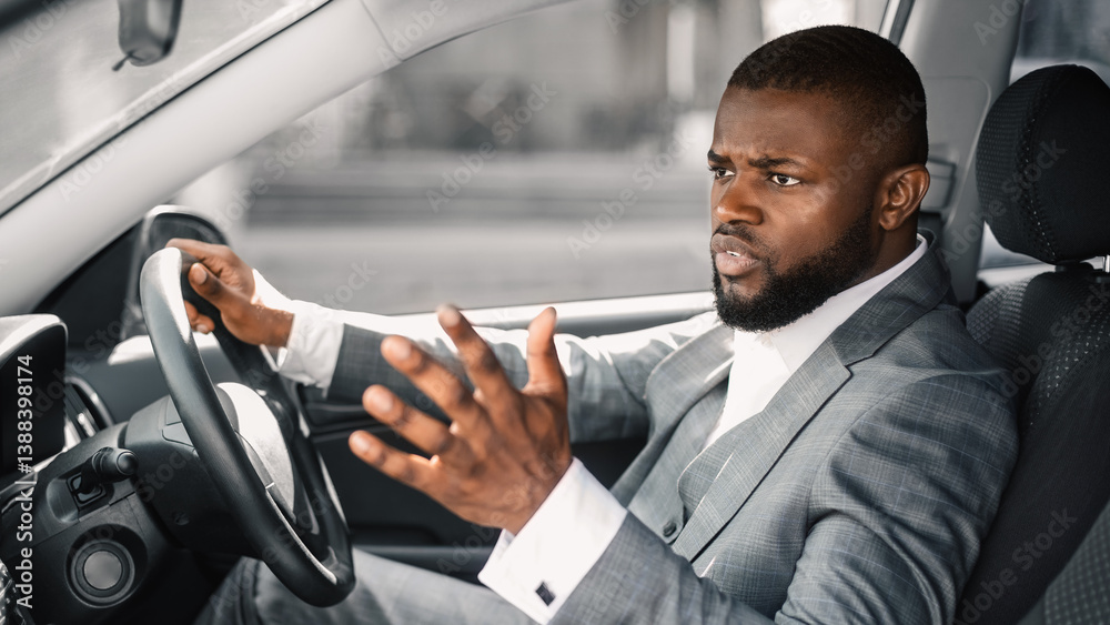 Stressed african american businessman yelling and gesturing while ...