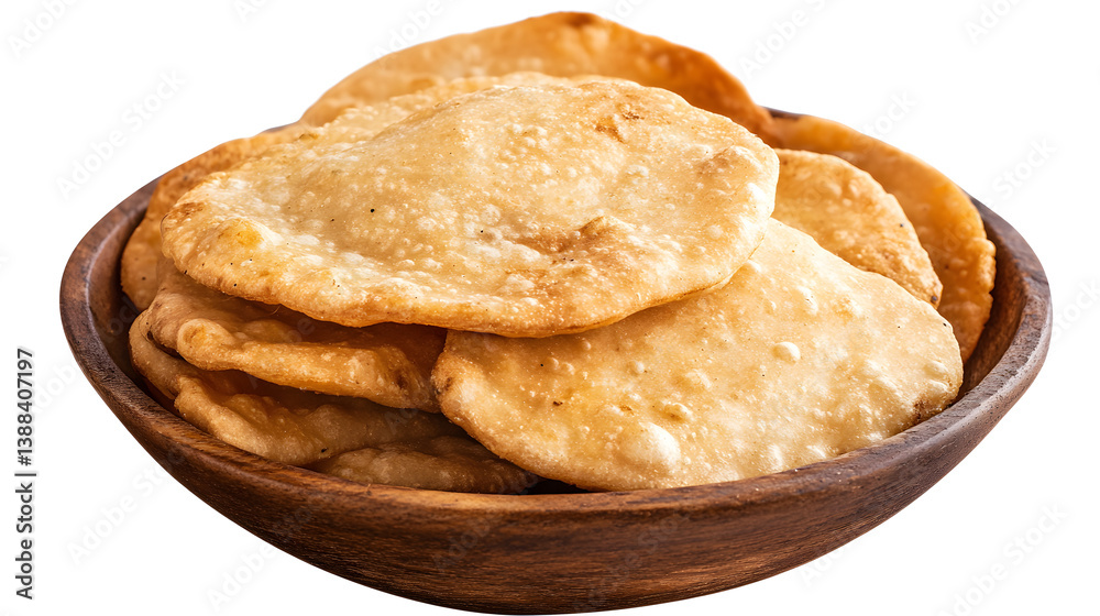 traditional indian gujarati food deep fried bread puri or Poori also ...