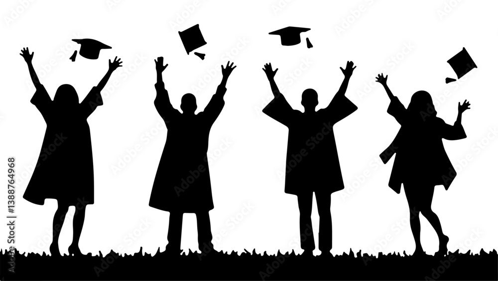 Graduation Silhouette, Graduate Jump, Graduation Clipart, Silhouette ...