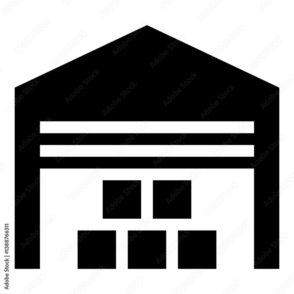 Warehouse solid icon, representing storage, logistics, and inventory ...
