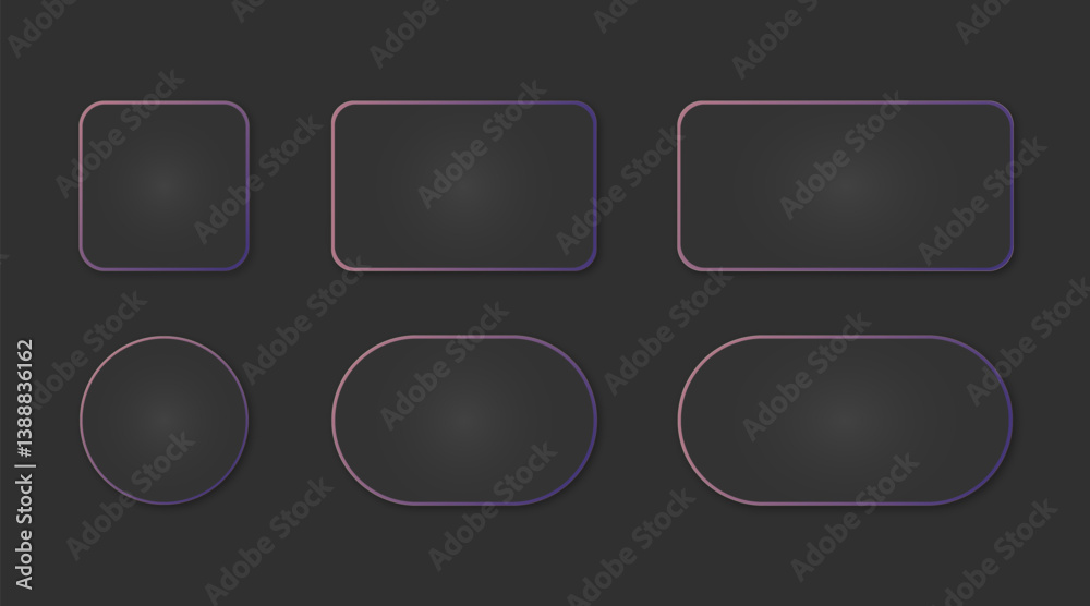 Set of different size and shape of buttons. Graphic interface. Button ...