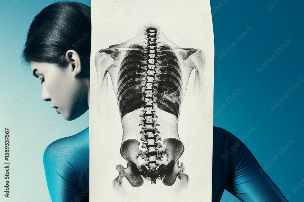 Illustration Stock X-ray showing the human spine structure, shown ...