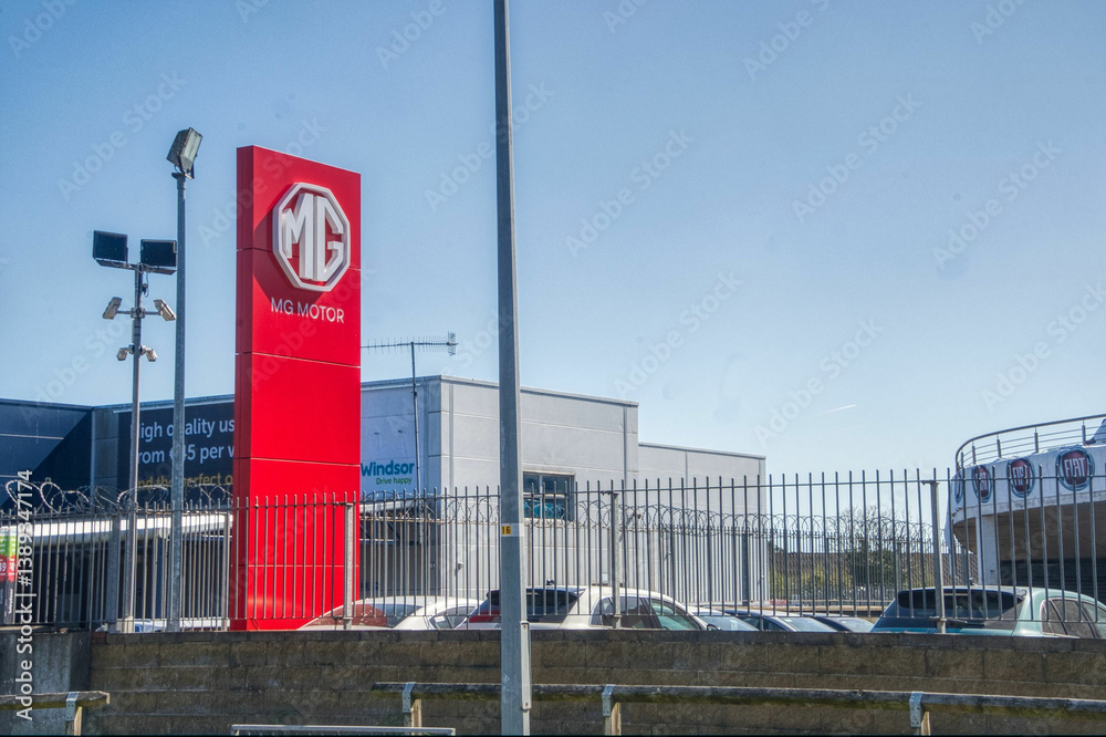Ireland 6th april 2025...A vertical sign prominently displays the mg ...