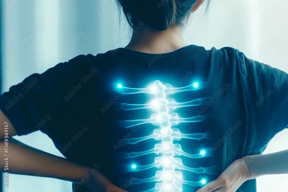 Illustration Stock X-ray showing the human spine structure, shown ...