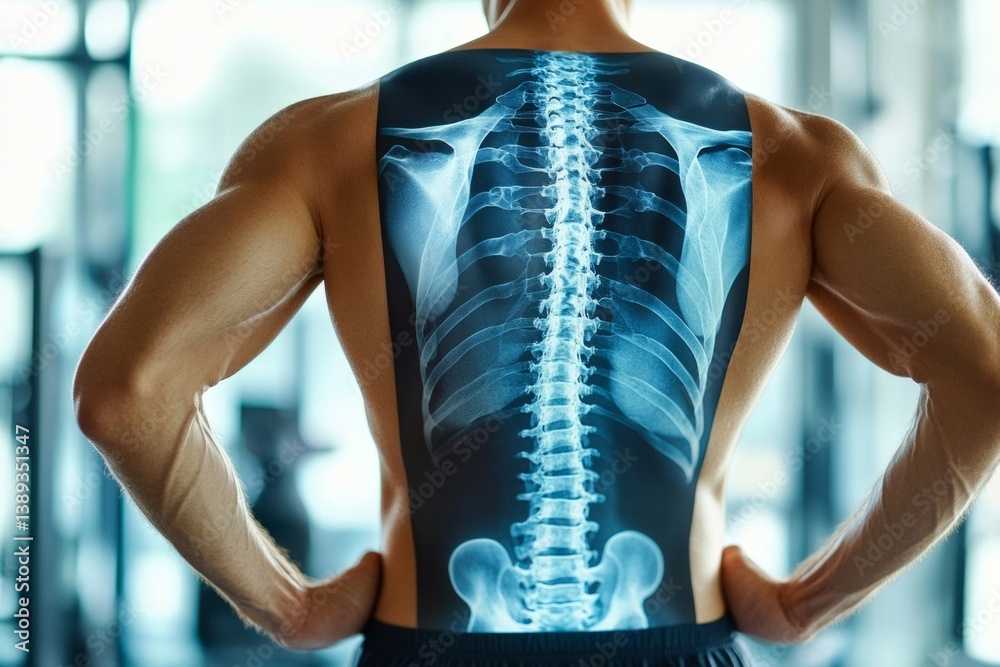 Illustration Stock X-ray showing the human spine structure, shown ...