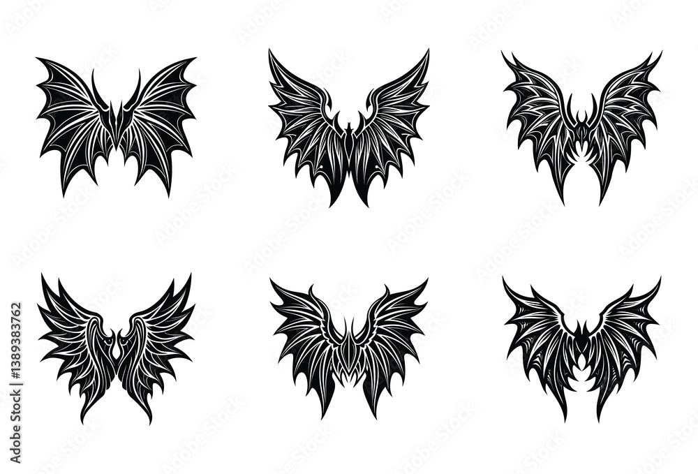 Spiked Demon Wings Vector Bundle – Features horned, sharp, and ...