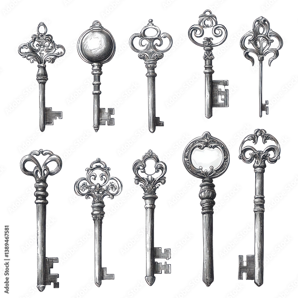 Photo Stock Vintage key illustrations png antique key png classic key ...