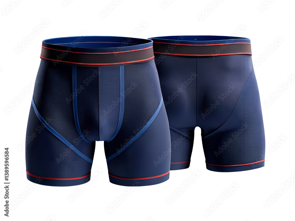 Navy Blue Men's Boxer Briefs Front and Back View, Boxer Mockup, Boxer ...