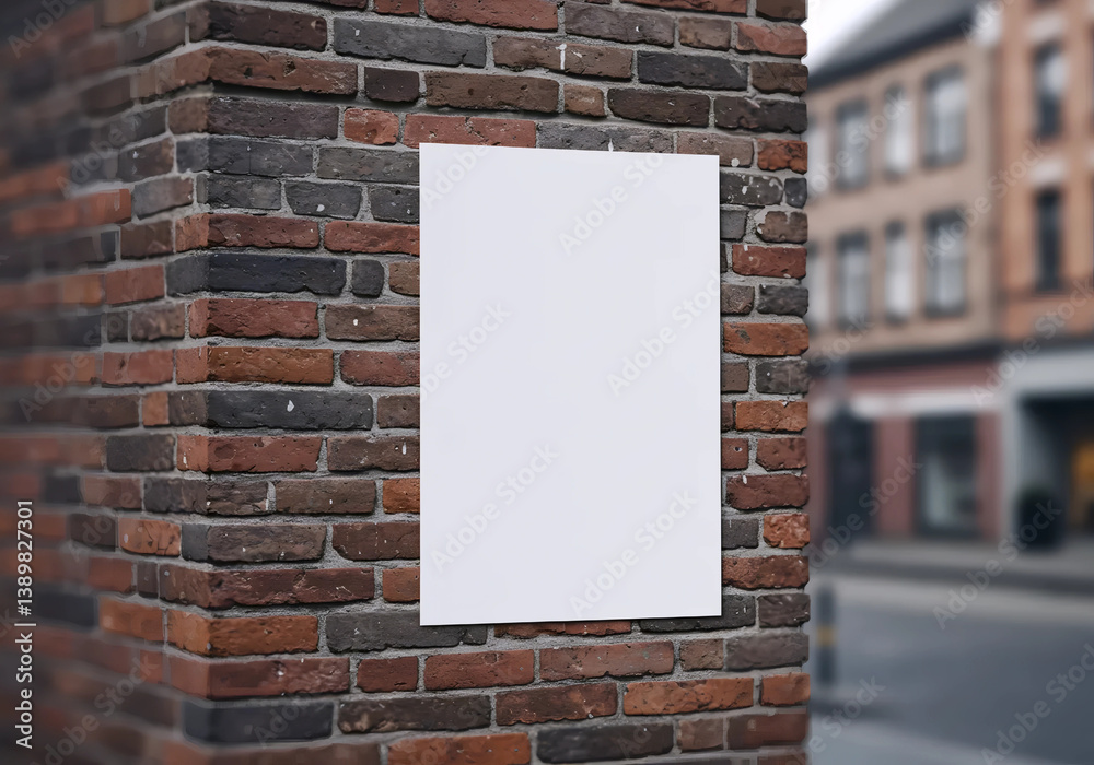 Blank Vertical Poster, Sign Mockup Set on Exterior Brick Walls Stock ...