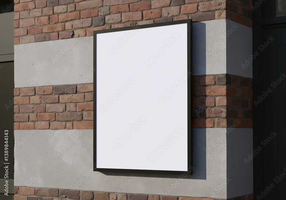 Blank Vertical Poster, Sign Mockup Set on Exterior Brick Walls Stock ...