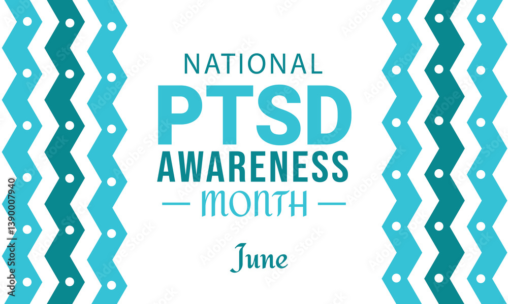 zigzag patterned national ptsd awareness month design with teal colors ...