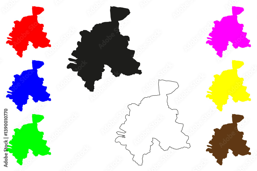 Gulbarga city (Republic of India, State of Karnataka) map vector ...