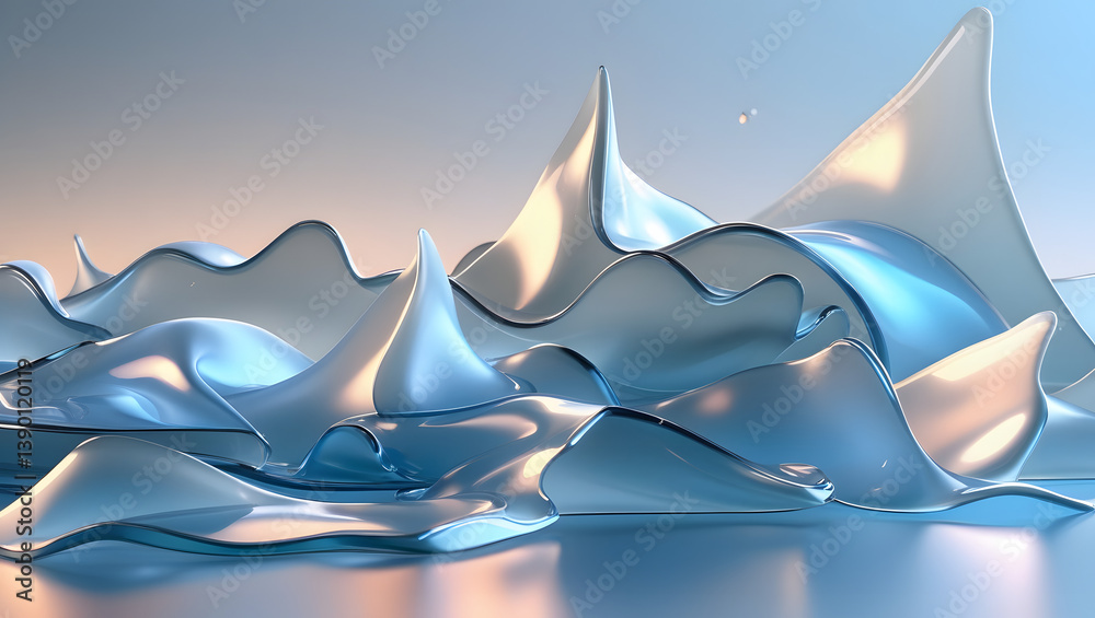 Windows-style 3D abstract wallpaper with flowing glass shapes and soft ...