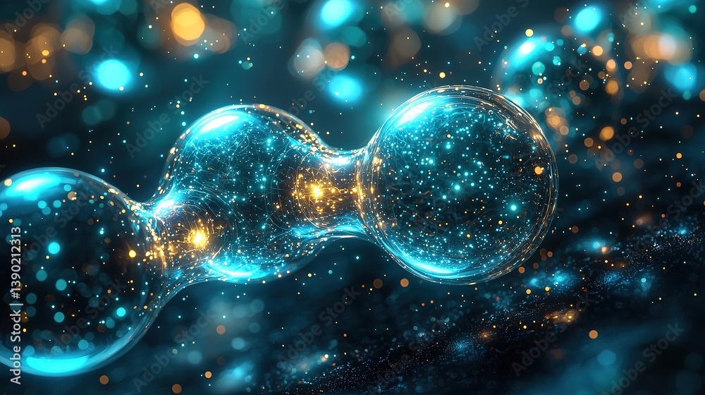 Quantum Superposition Visualization Holographic Qubits In Sci Fi Style For Quantum Computing