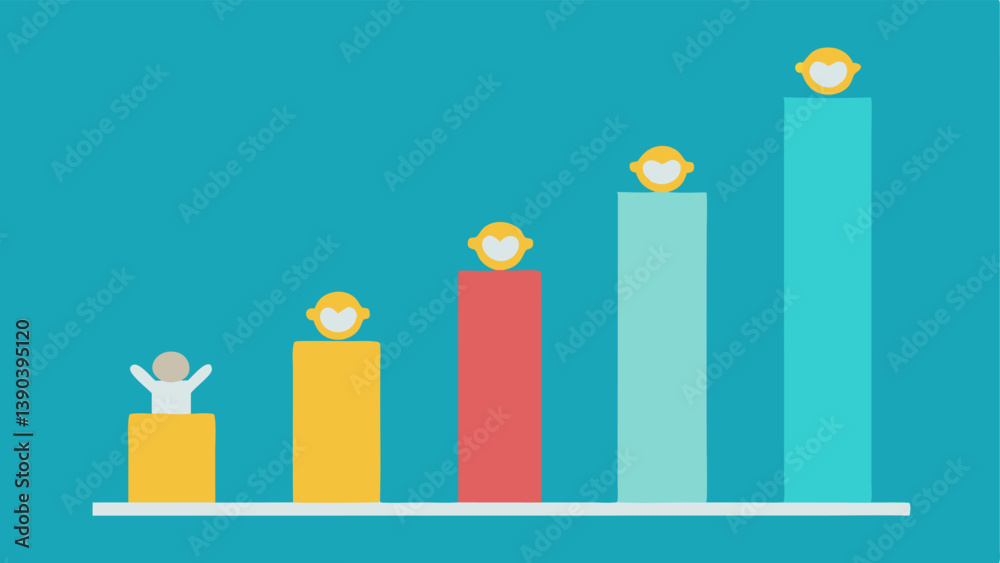 Bar Chart with Growing Children A bar chart representing increasing ...
