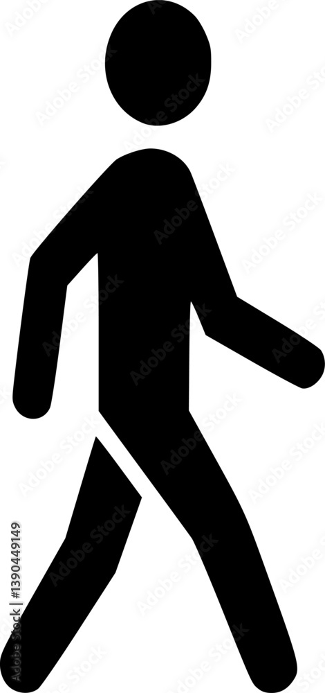 Vector de Stock Minimalist icon, walking figure, black silhouette ...