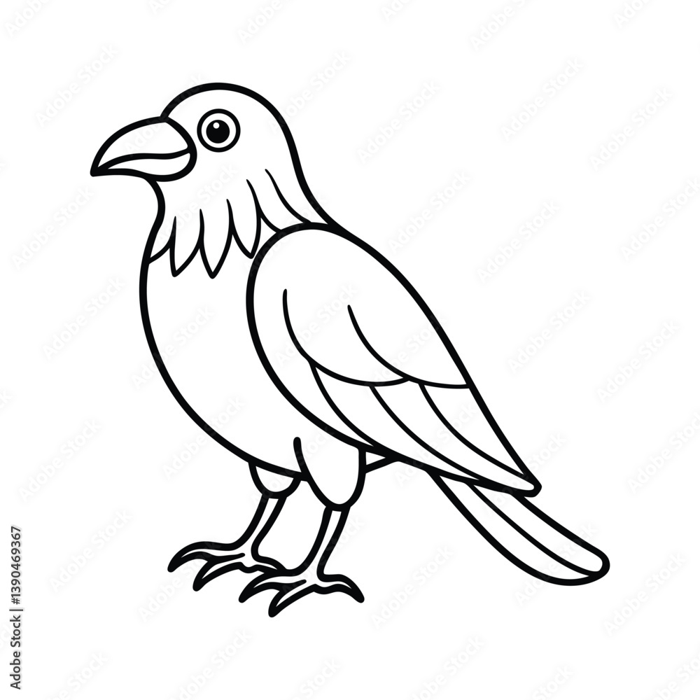 Cute Cartoon Bird Coloring Page – Fun and Simple Design for Kids Stock ...
