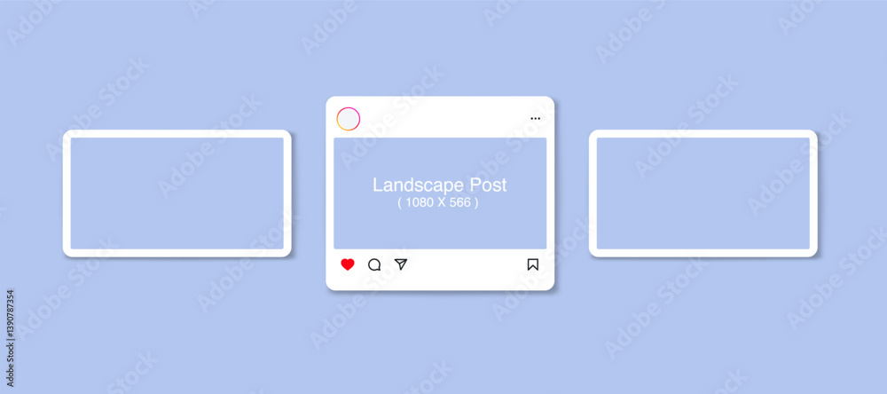 Instagram Landscape / horizontal post mockup frame. social media and ...