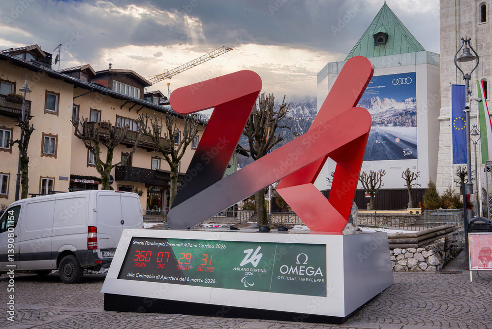 Zdjęcie bez tantiem: Countdown clock for the 2026 Winter Olympics in a ...