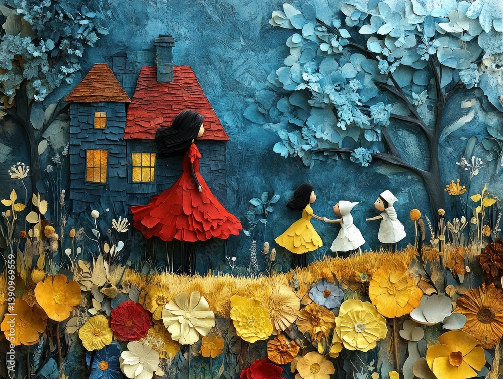 Fairy Tale Characters Little Red Riding Hood Three Little Pigs Snow ...