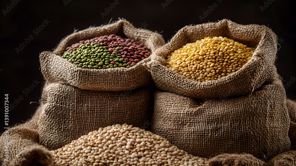 costales con semillas granos cereales o legumbres de la cosecha ...