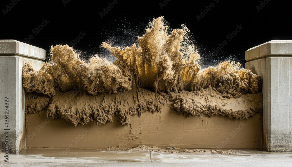powerful wave crashes against barrier creating impressive display of ...