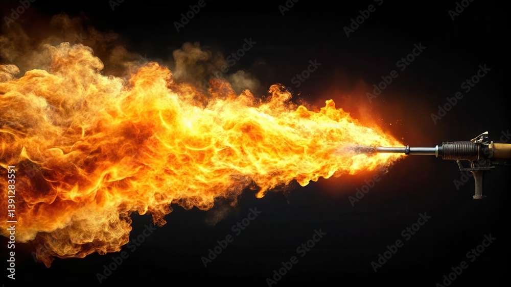 Flame thrower with fire burning on alpha background, fire, flames, fire ...