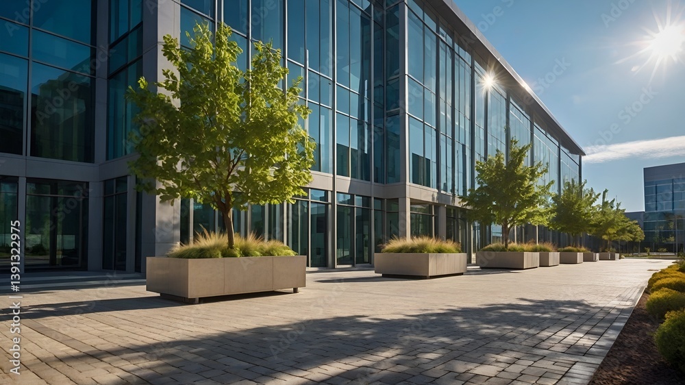 Foto de Stock corporate building front view, modern office architecture ...