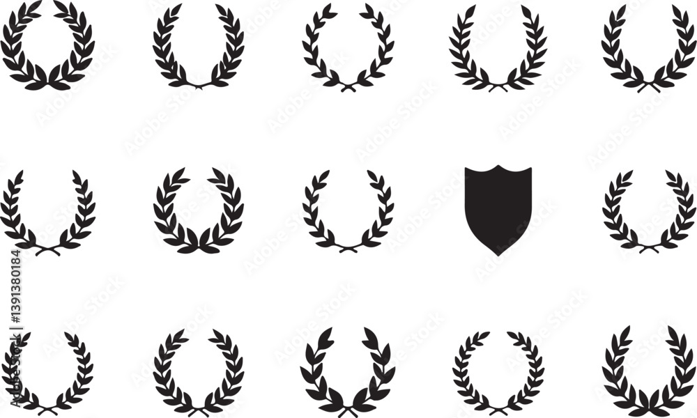 Heraldic Crest & Laurel Wreath SVG Bundle | Vintage Shield Emblems ...