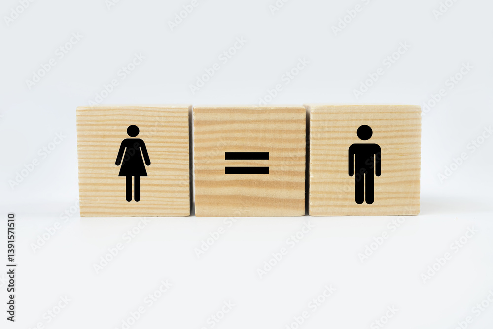 Gender equality symbol. Equal sign between men and women symbols. White ...