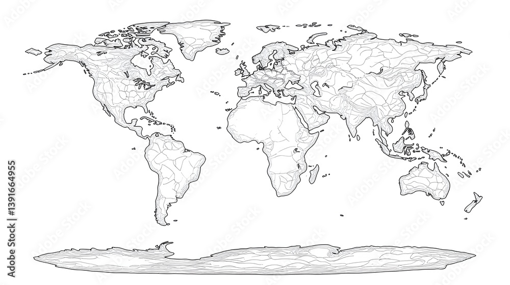 Detailed world map illustration showing all major rivers and their ...