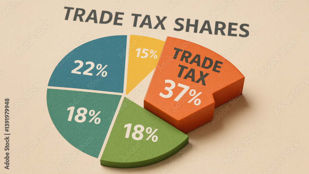 Trade tax shares are represented in pie chart showing various ...