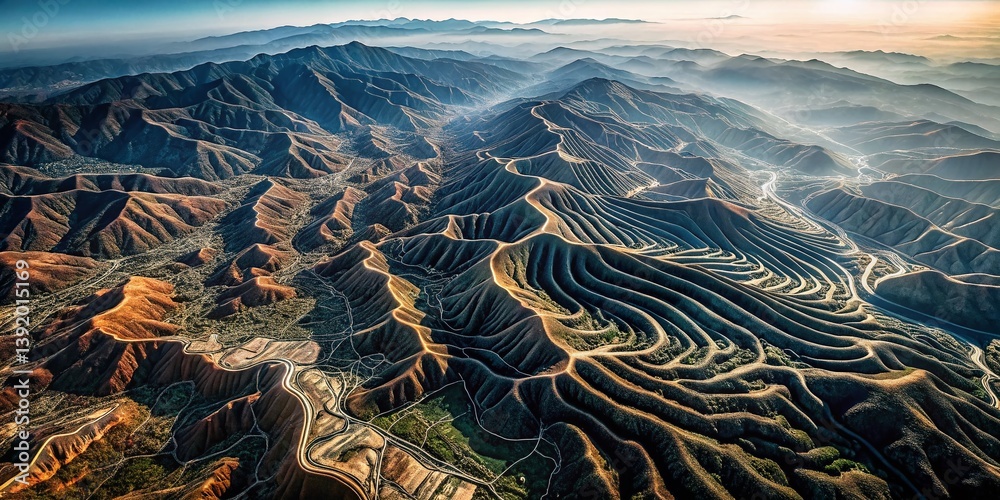 Ilustración de Stock Aerial Topography Outline Map: Elevation Lines ...