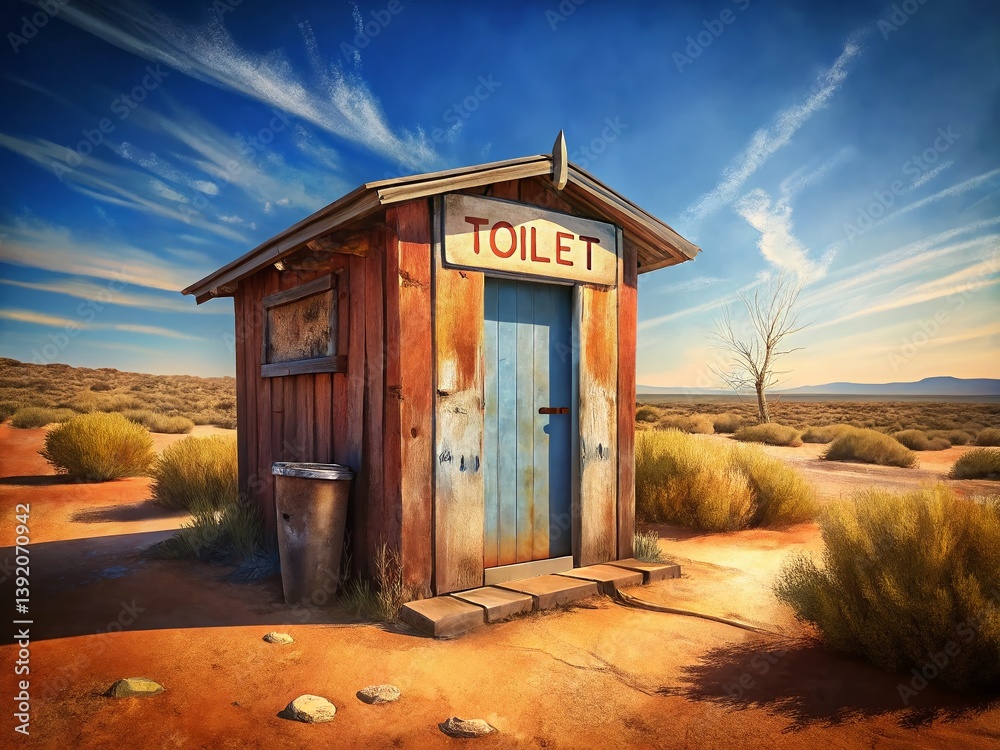Ilustración de Stock Australian Outback Toilet Sign: Rustic Outhouse ...