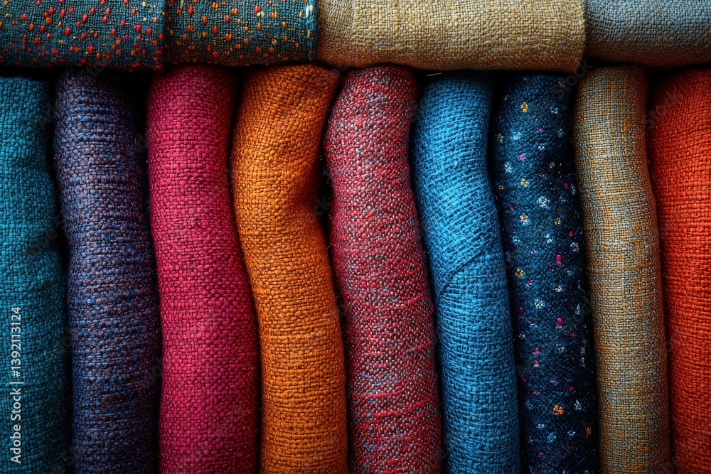 Different types of fabrics with a color palette texture map pattern ...