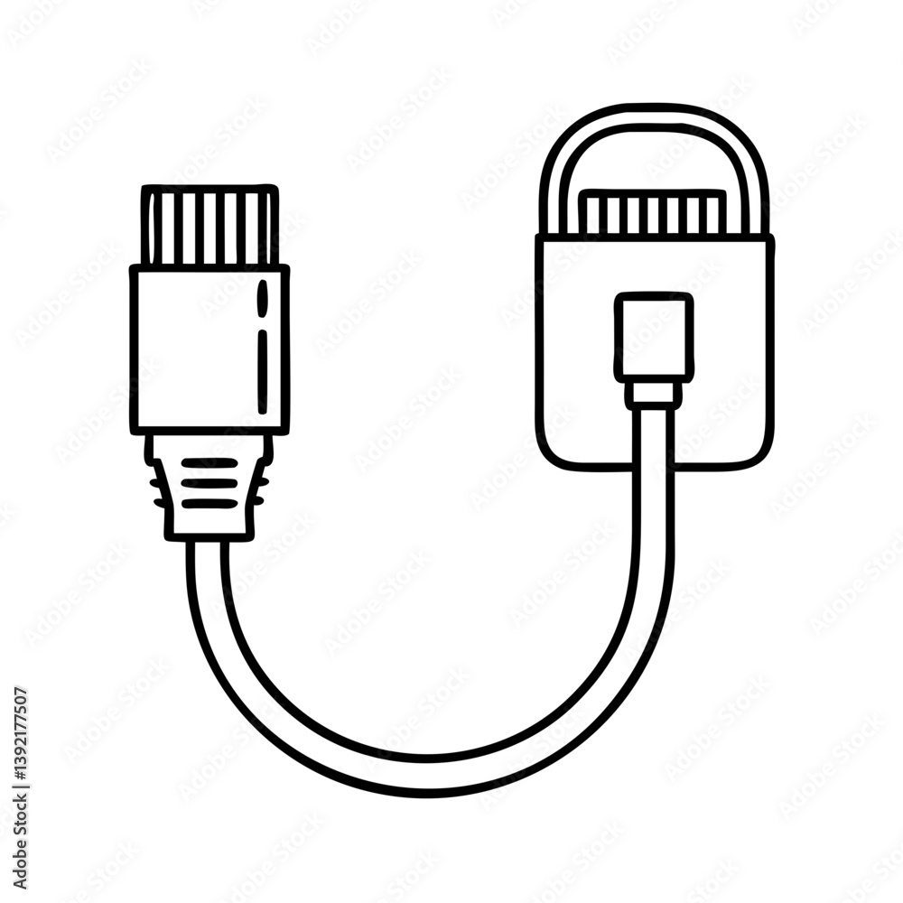 ethernet cable icon, ethernet cable line art - simple line art of ...