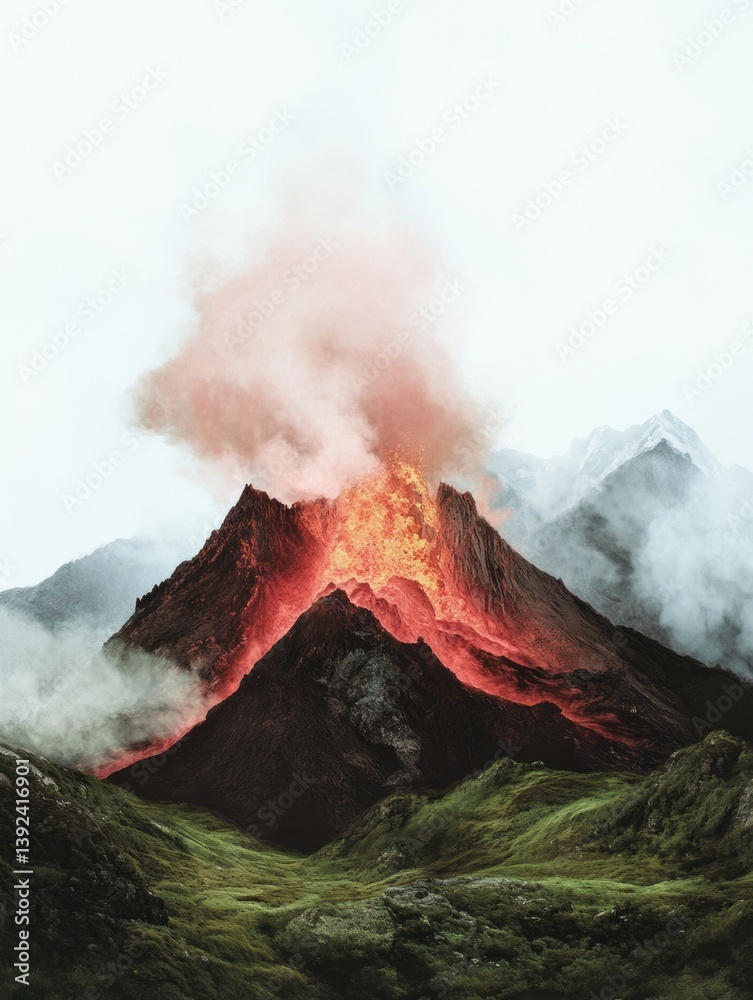 Climate Crisis Visualization Dramatic 4K Volcanic Eruption Landscape ...
