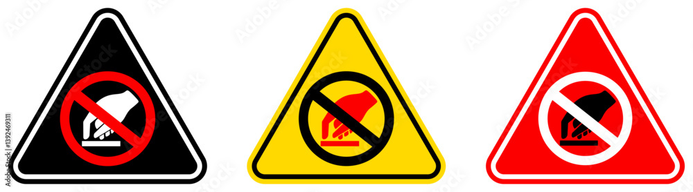 set Attention do not touch Symbols prohibition and warning signs design ...