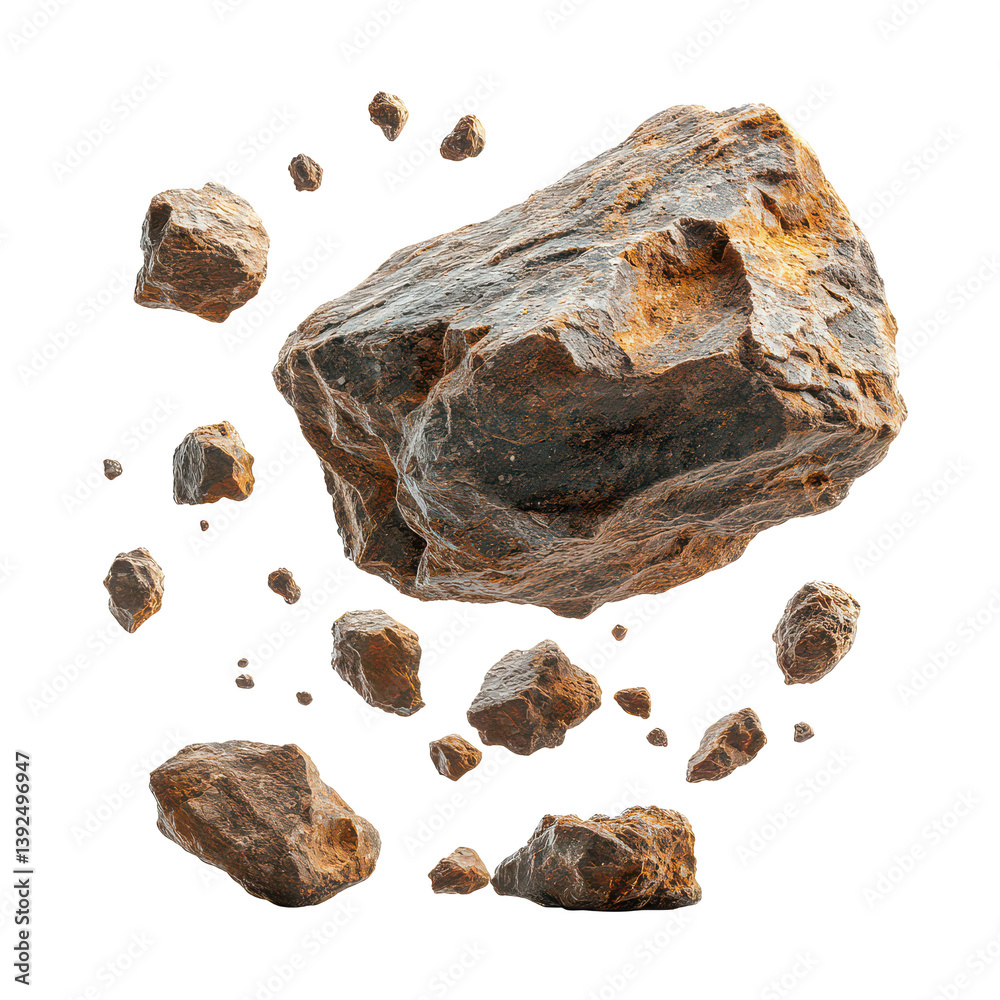 Flying asteroids isolated png space rocks in motion png cosmic ...